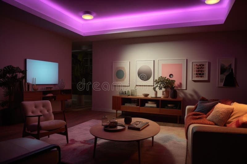 A Room with Various Smart Lighting Solutions, Including Ambient Light ...