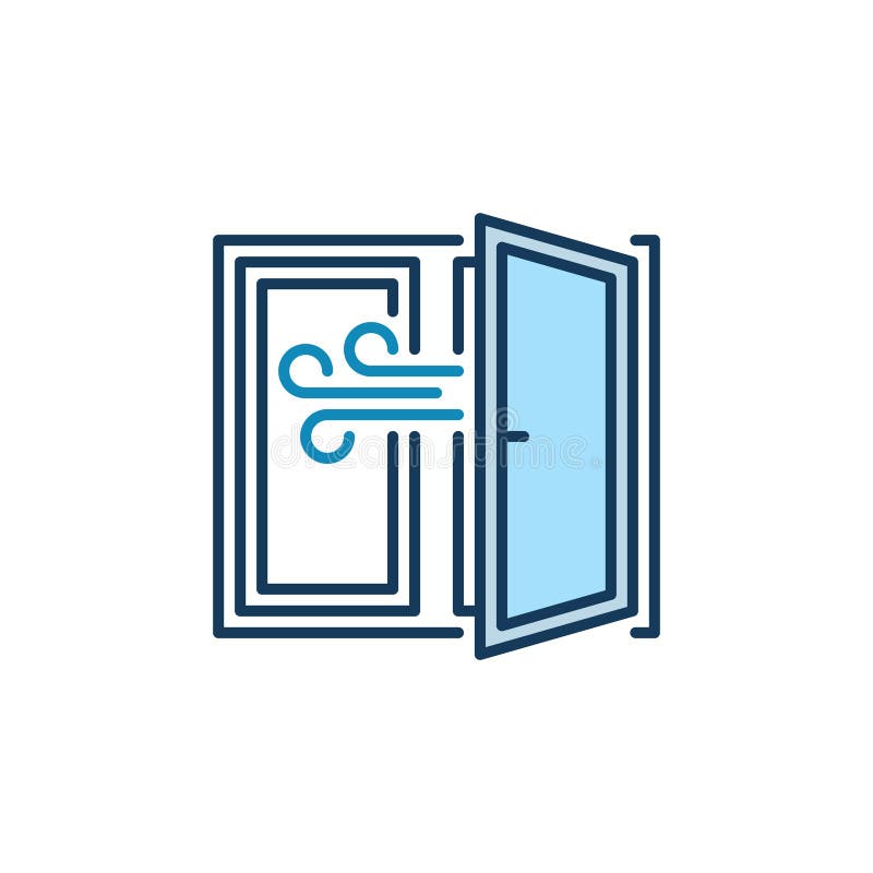 Room Ventilation Concept Colored Icon. Opened Window Vector Sign Stock ...