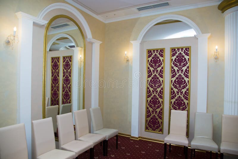 Arranged Chairs and Architectural Detail from a Ballroom Stock Photo ...