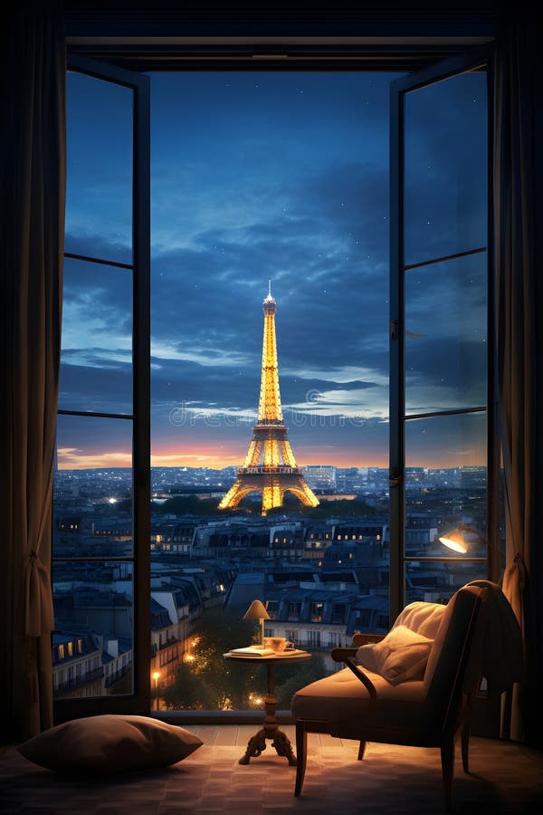 A Room with a View of a Tower.Window View from Home Window . Stock ...