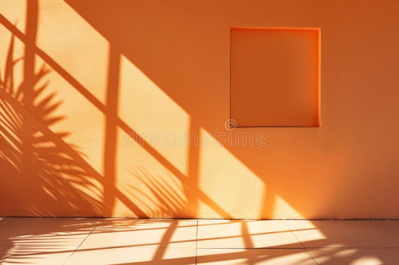 Room with Wall Painted in Bright Orange Color Stock Image - Image of ...