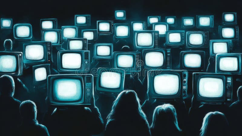 The Room Was Crowded with People Watching Digital Art on Their TVs and ...