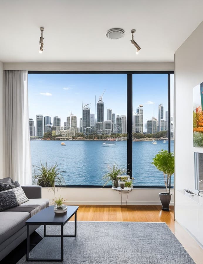 Room on the Waterfront in the City Clear View Stock Illustration ...