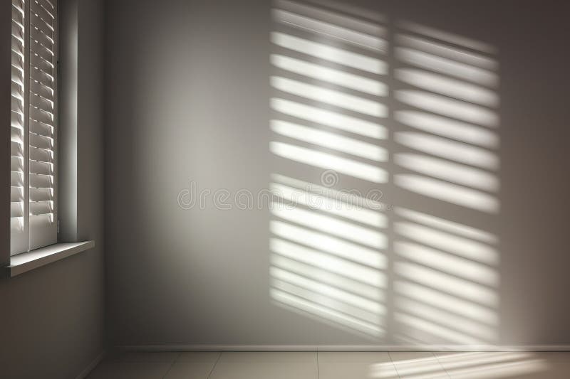 A Room with a Window and a Light Coming through the Blinds on the ...