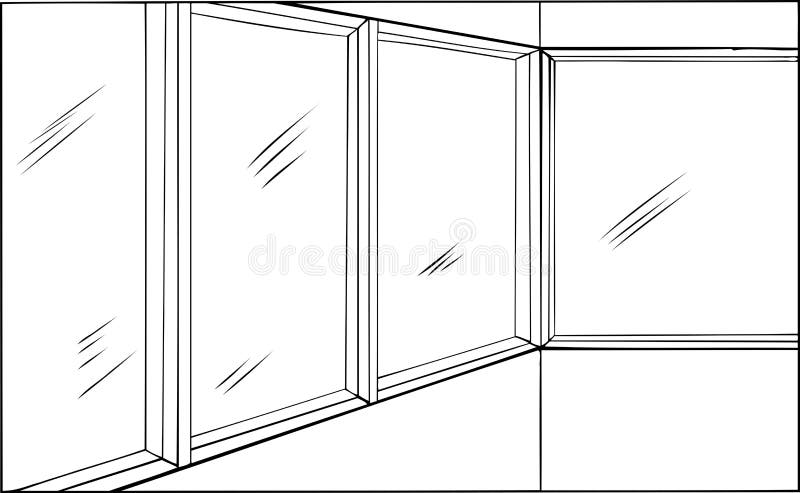 Room with Windows Outline stock illustration. Illustration of empty ...