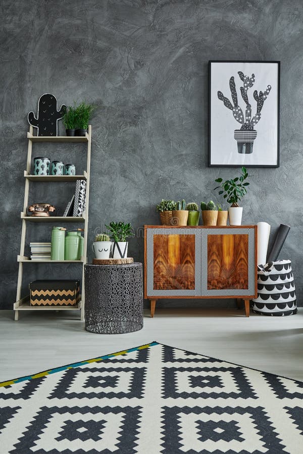 Room with wooden commode stock image. Image of comfortable - 88186043