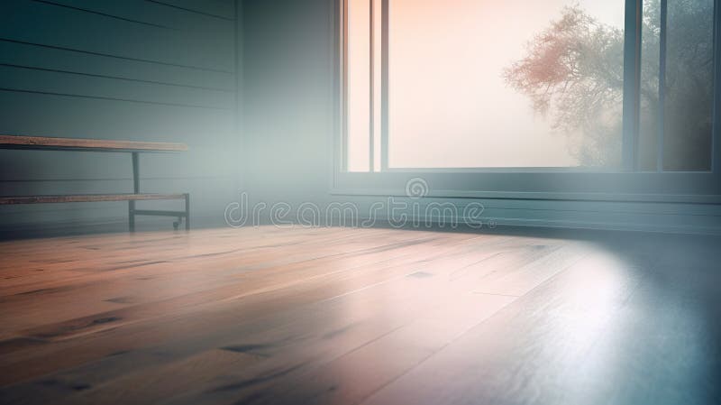 A Room with a Wooden Floor and a Bench Near a Window Stock Illustration ...