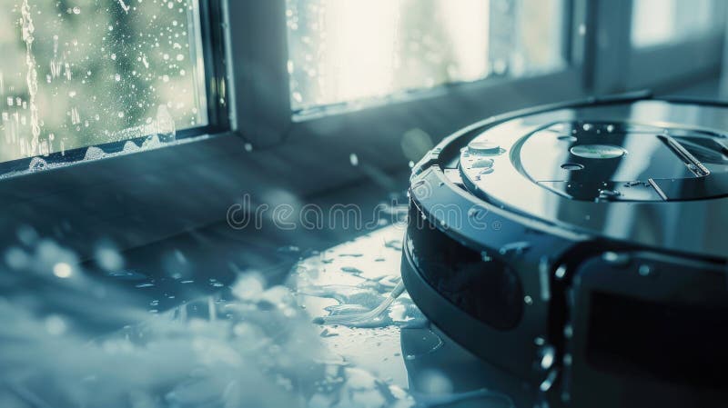 A Roomba Robot Vacuum Cleaner Sits on a Table, Ready for Use Stock ...