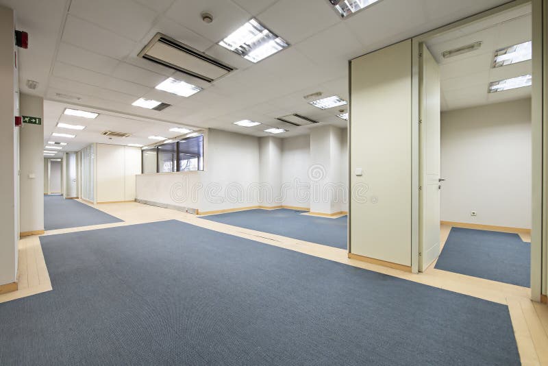 Rooms of an Empty Office with One with Windows, Technical Ceilings ...