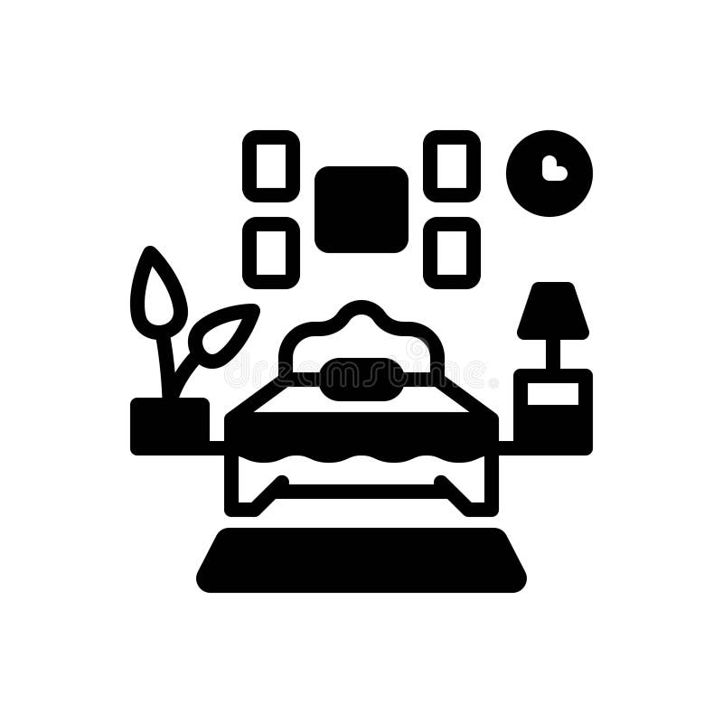 Black Solid Icon for Rooms, Cabin and Bed Stock Vector - Illustration ...