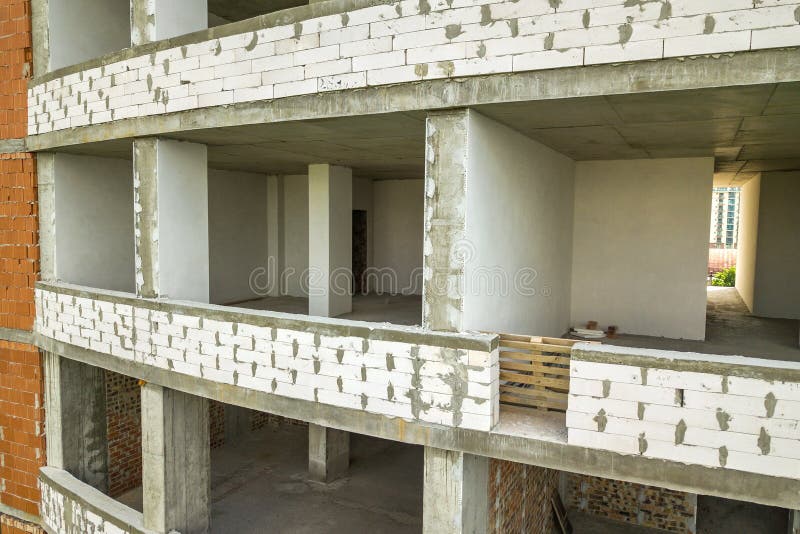 Rooms Interior of New Apartment Building Facade Under Construction ...