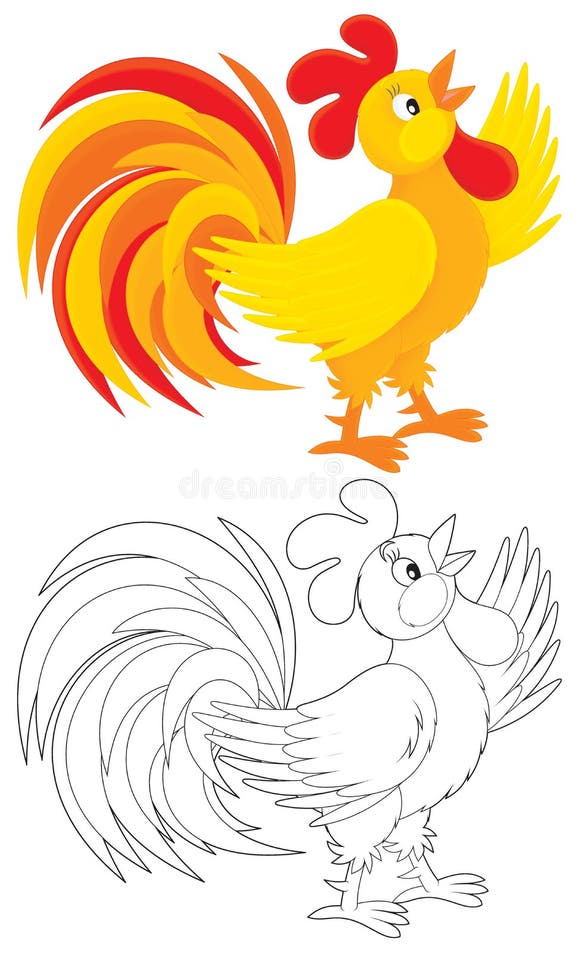 Crowing Rooster Outline Stock Illustrations – 204 Crowing Rooster ...