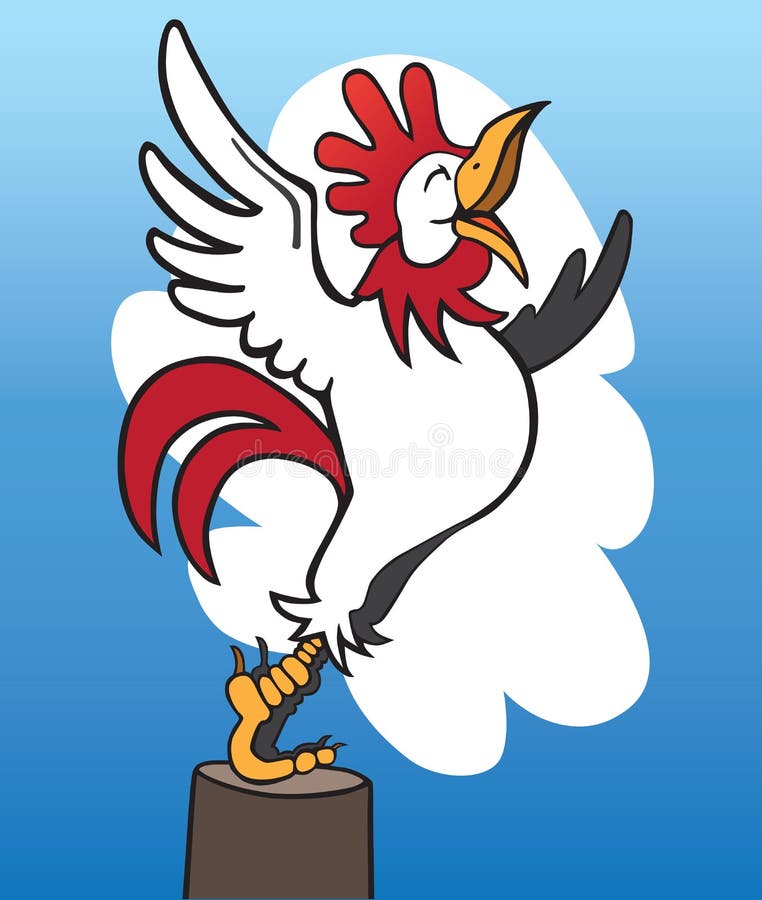 Loud Rooster on a Wood Fence by a Corn Stalk Stock Vector ...