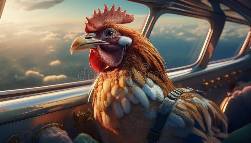 Rooster in airplane stock illustration. Illustration of suitable ...
