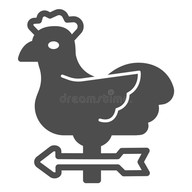 Rooster and Arrow Plank of Wind Direction Solid Icon, Spring Season ...