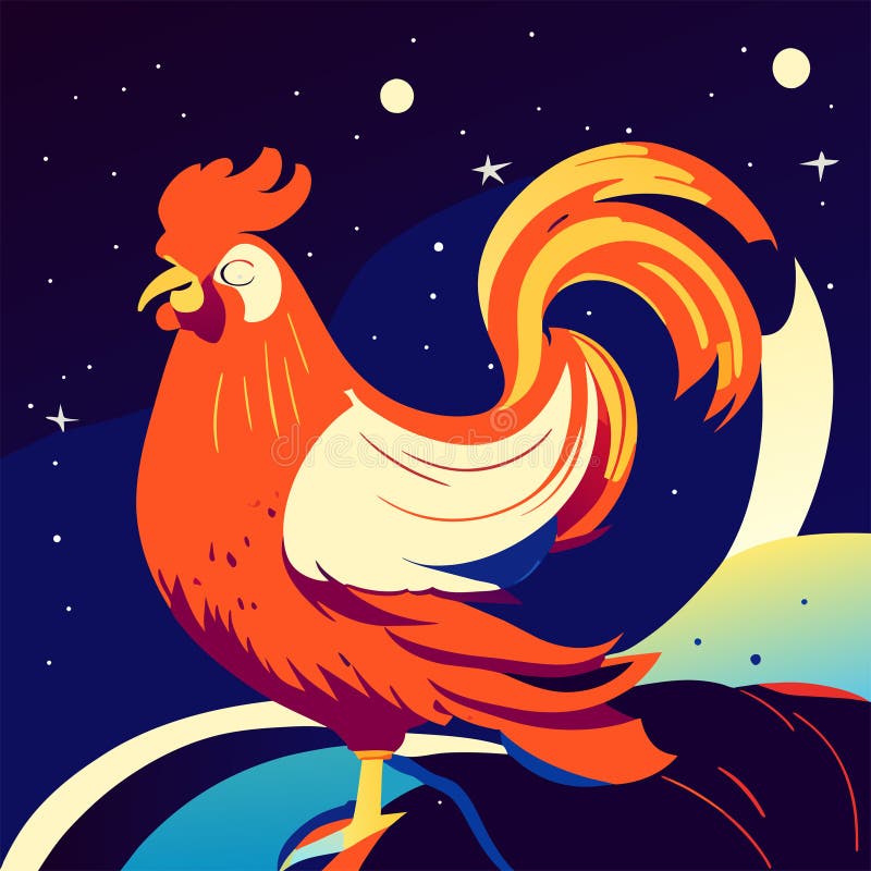 Chickens and Rooster on the Farm, Illustration in Vector Format AI ...