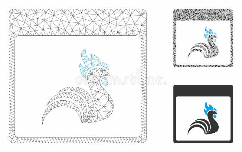 Rooster Calendar Page Vector Mesh Carcass Model and Triangle Mosaic ... Rooster Calendar Page Vector Mesh Carcass Model and Triangle Mosaic ...