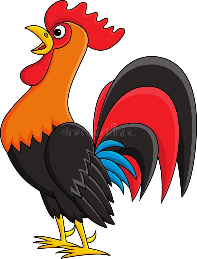 Muscular Cartoon Rooster Mascot with Semi-Realistic Head Stock Vector ...