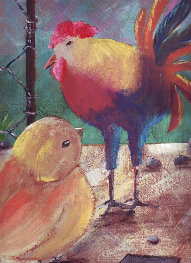 Rooster and chick stock illustration. Illustration of life - 13354890