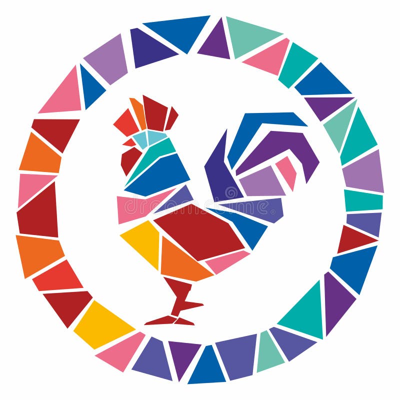 A Rooster of Colored Pieces. Stylization Mosaic Stock Vector ...