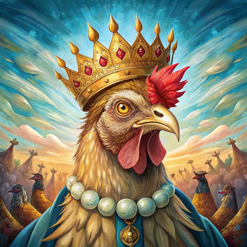 Rooster with a Crown stock vector. Illustration of farm - 322548336