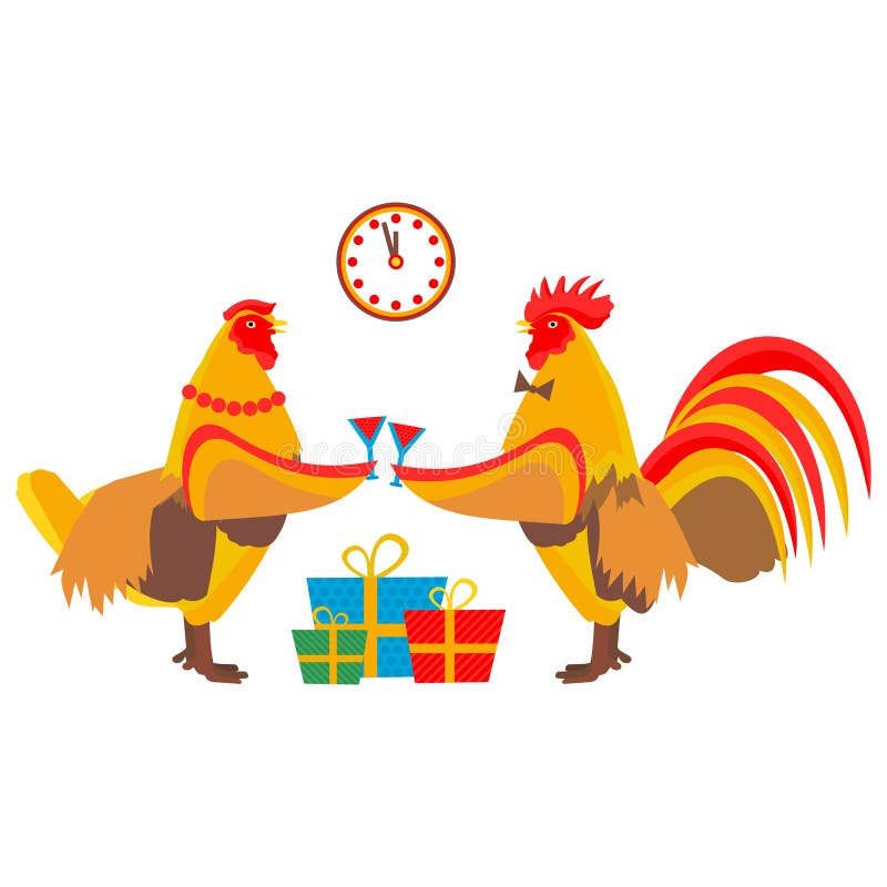 Rooster drinking champagne stock vector. Illustration of christmas ...