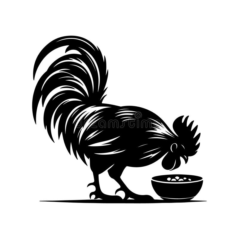Rooster eating icon stock illustration. Illustration of animal - 366636221