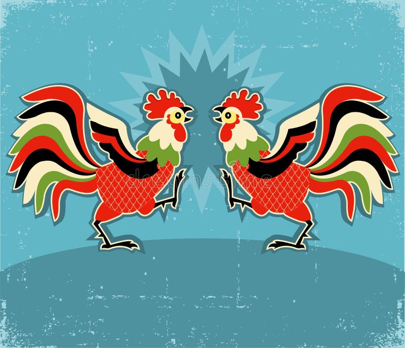 Rooster fight illustration stock illustration. Illustration of animals ...
