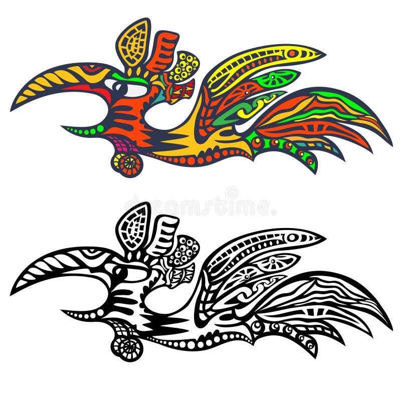 Flying Rooster Black Silhouette on White Stock Illustration ...