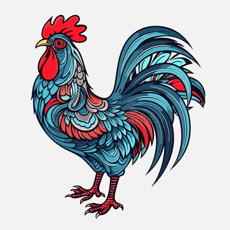 Rooster Hand-drawn Illustration. Rooster. Vector Doodle Style Cartoon ...