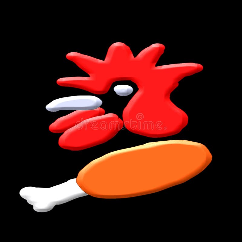 Rooster Head Icon with Fried Chicken Stock Illustration - Illustration ...
