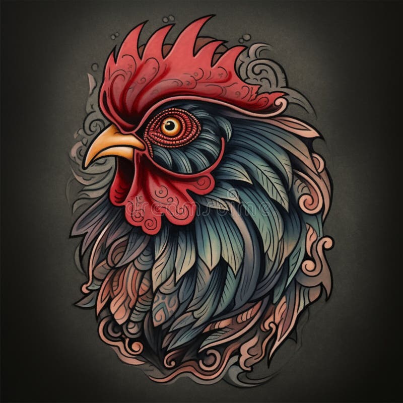 Rooster head stock illustration. Illustration of retro - 278791005