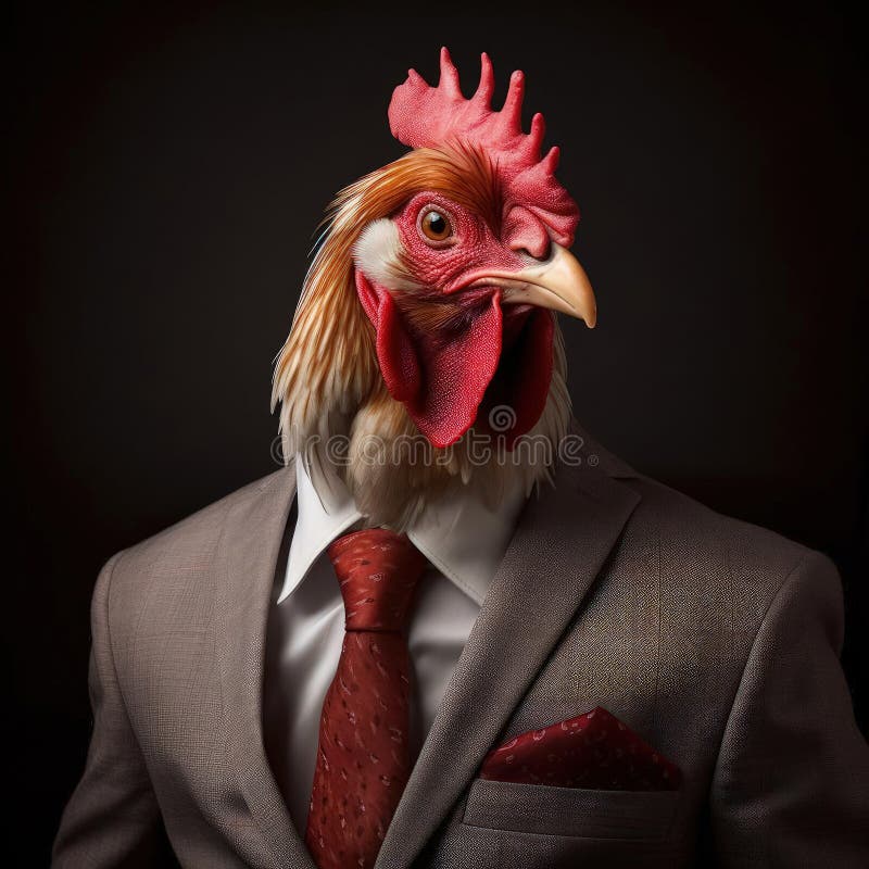 Rooster in suit and tie stock illustration. Illustration of human ...