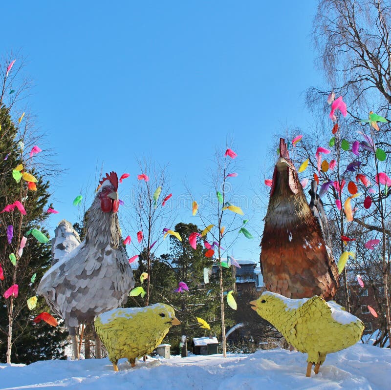 Easter Decorations in Stadsparken in LuleÃ¥ Editorial Photography ...