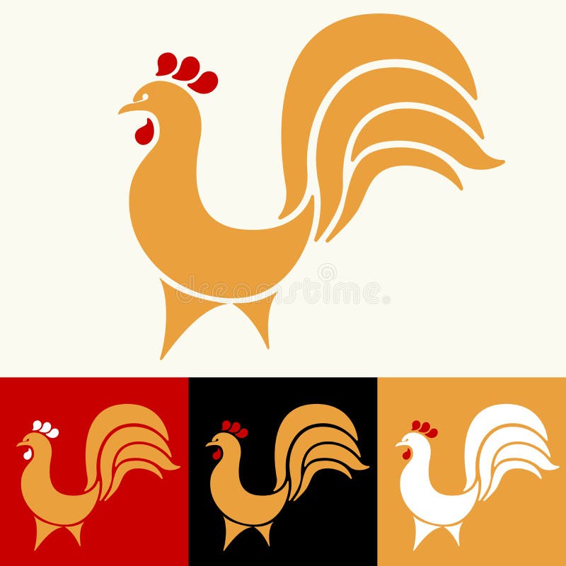 Rooster Icon in Flat and Simple Style. Color Variations Stock Vector ...