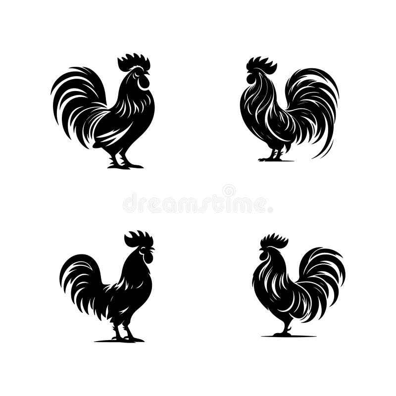 Rooster icons set stock illustration. Illustration of text - 366633664
