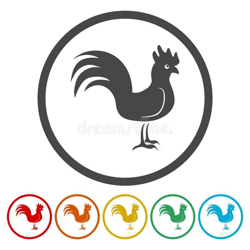 Rooster Icons Set - Vector Illustration Stock Vector - Illustration of ...