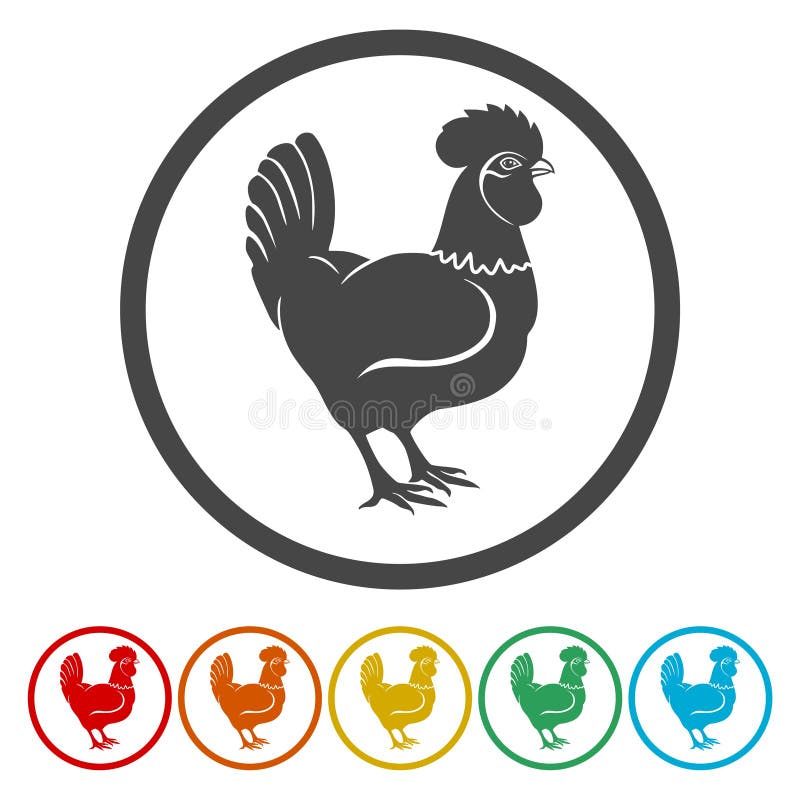 Rooster Icons Set - Vector Illustration Stock Vector - Illustration of ...