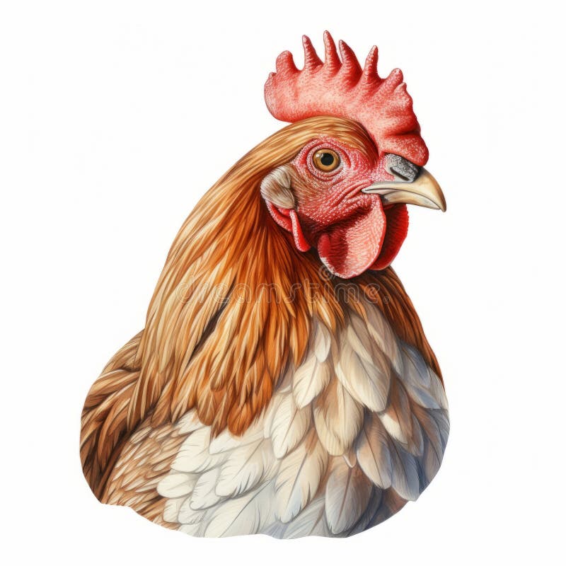 Hyperrealistic Rotund Chicken Illustration on White Background Stock ...