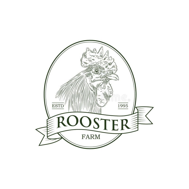 Rooster Logo Design in Hand Drawn Style Stock Vector - Illustration of ...
