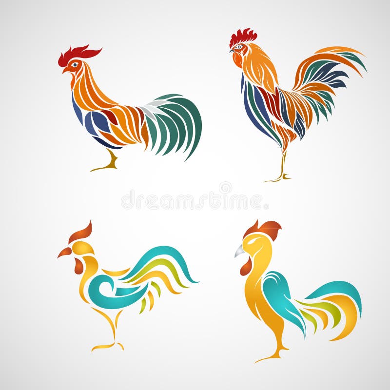 Rooster Logo Design Icon Vector Stock Vector - Illustration of black ...