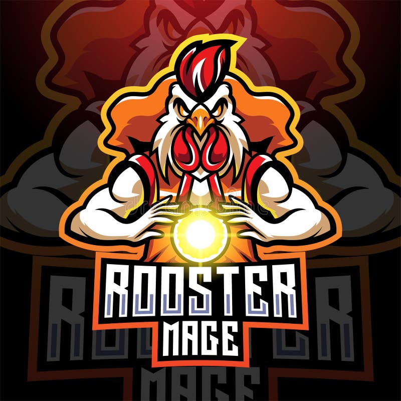 Rooster Mage Esport Mascot Logo Design Stock Vector - Illustration of ...