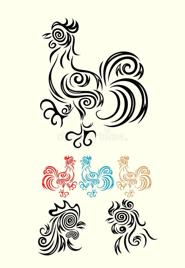Rooster tribal stock vector. Illustration of decor, line - 38737458