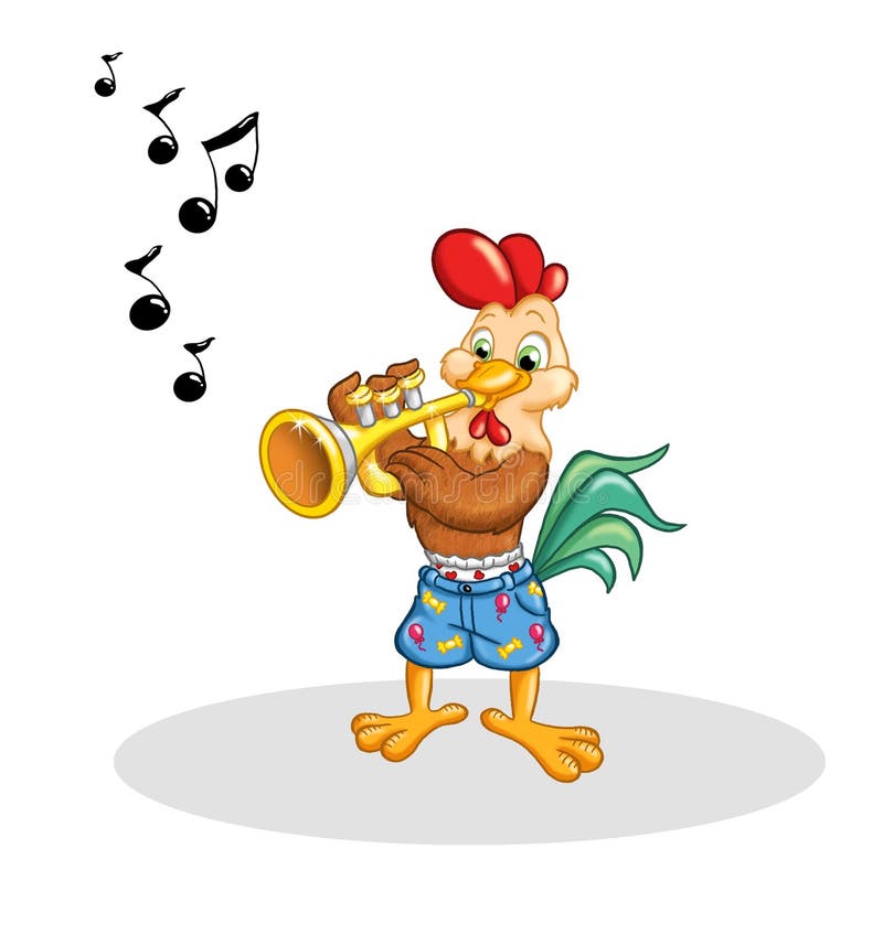 Rooster that Plays the Trumpet Stock Illustration - Illustration of ...