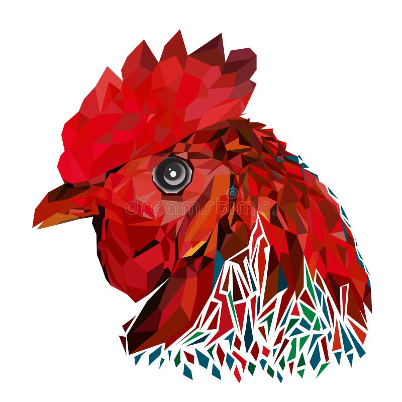 Rooster, Triangular Geometric Polygonal Roosters, Isolated Illustration ...