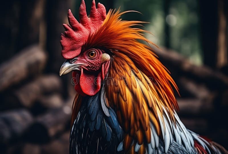 A rooster with a red crest stock illustration. Illustration of crest ...