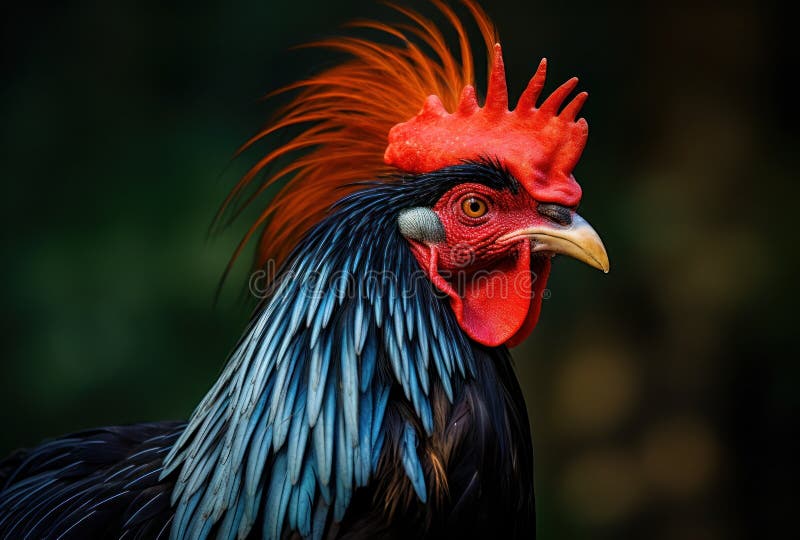 A rooster with a red crest stock illustration. Illustration of comb ...