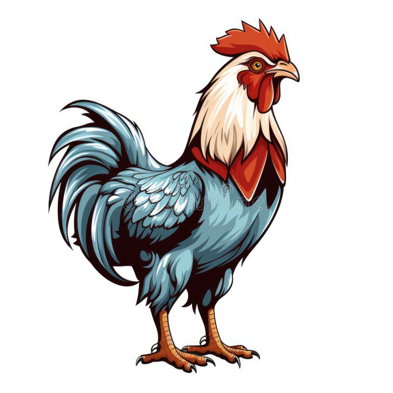 A Rooster with a Red and White Comb on it S Head. Stock Illustration ...