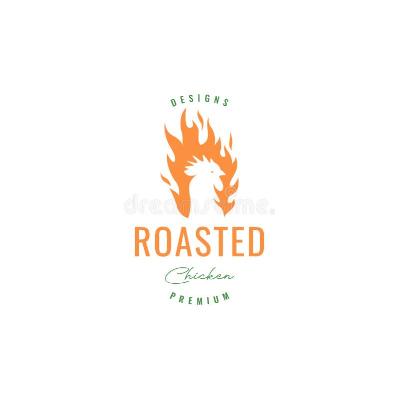 Rooster Roast Fire Logo Design Vector Stock Vector - Illustration of ...
