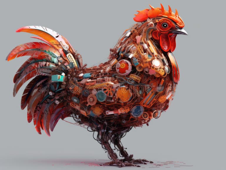 Rooster robot. Cyber bird stock illustration. Illustration of ...